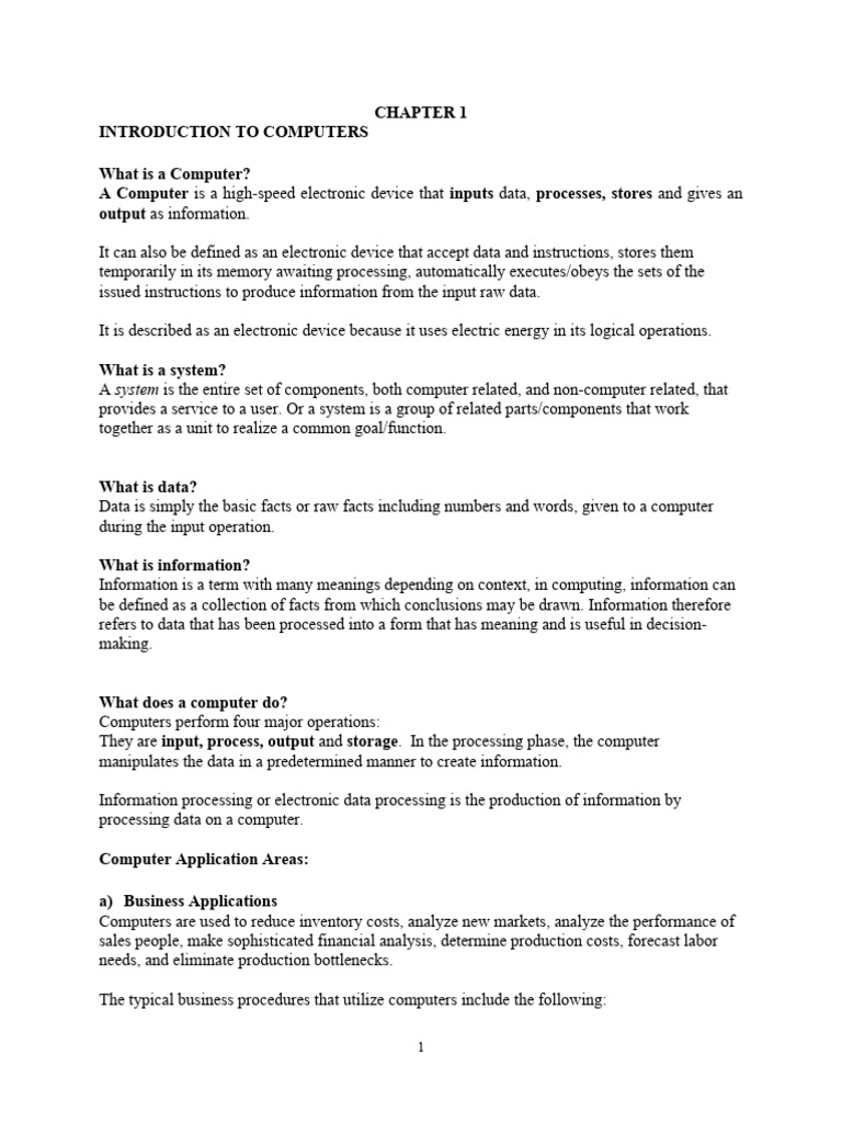 1 Introduction To Computers | PDF | Microcomputers | Personal Computers