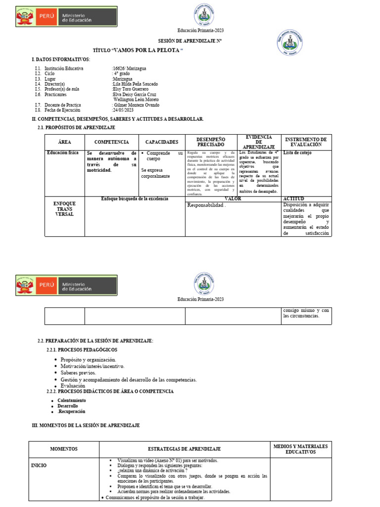 Sesion 1 Del Proyecto | PDF | Aprendizaje | Maestros