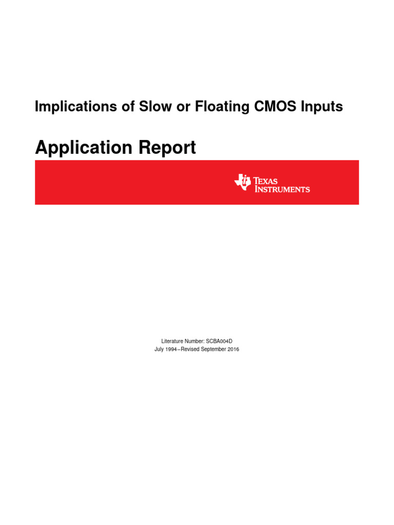 Implications of Slow or Floating CMOS Inputs | PDF | Field Effect ...