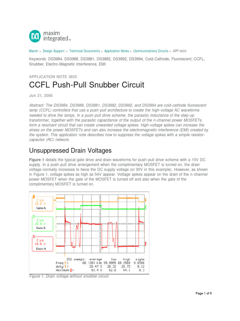 CCFL Pushpull Snubber Circuit | PDF | Capacitor | Capacitance