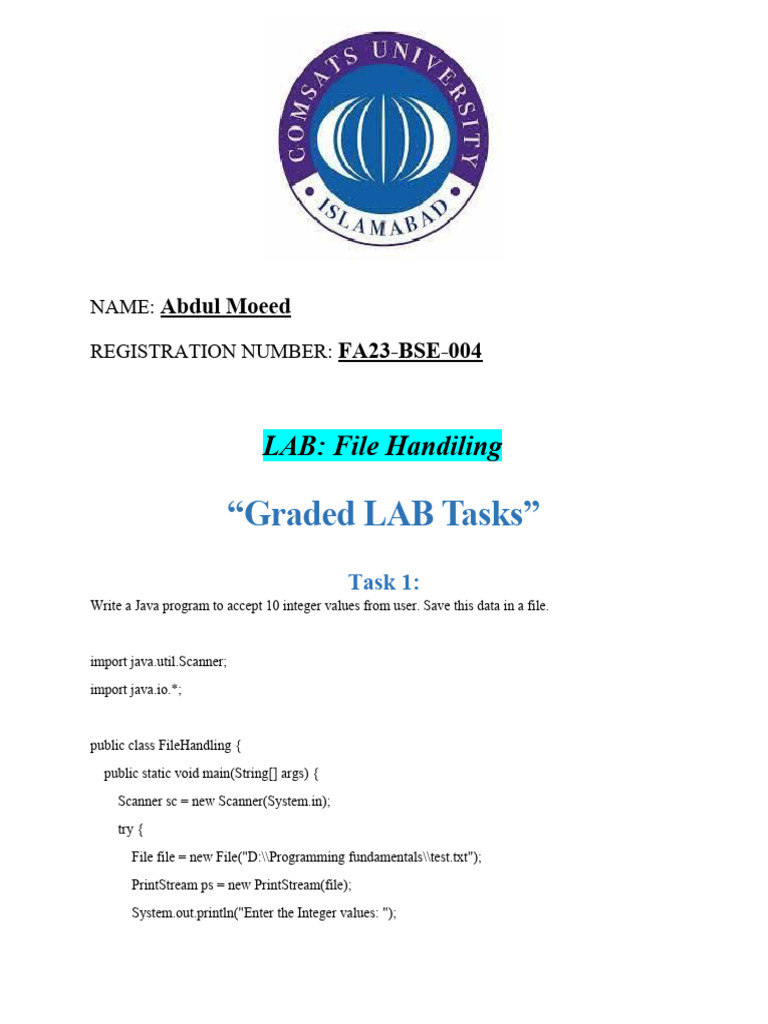 FA23-BSE-004 (Lab 13) | PDF | Integer (Computer Science) | Computer Engineering