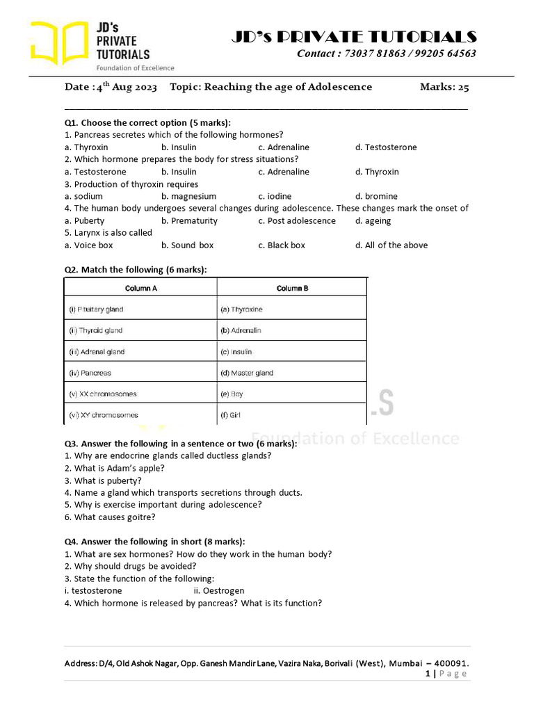 Reaching The Age Of Adolescence Pdf