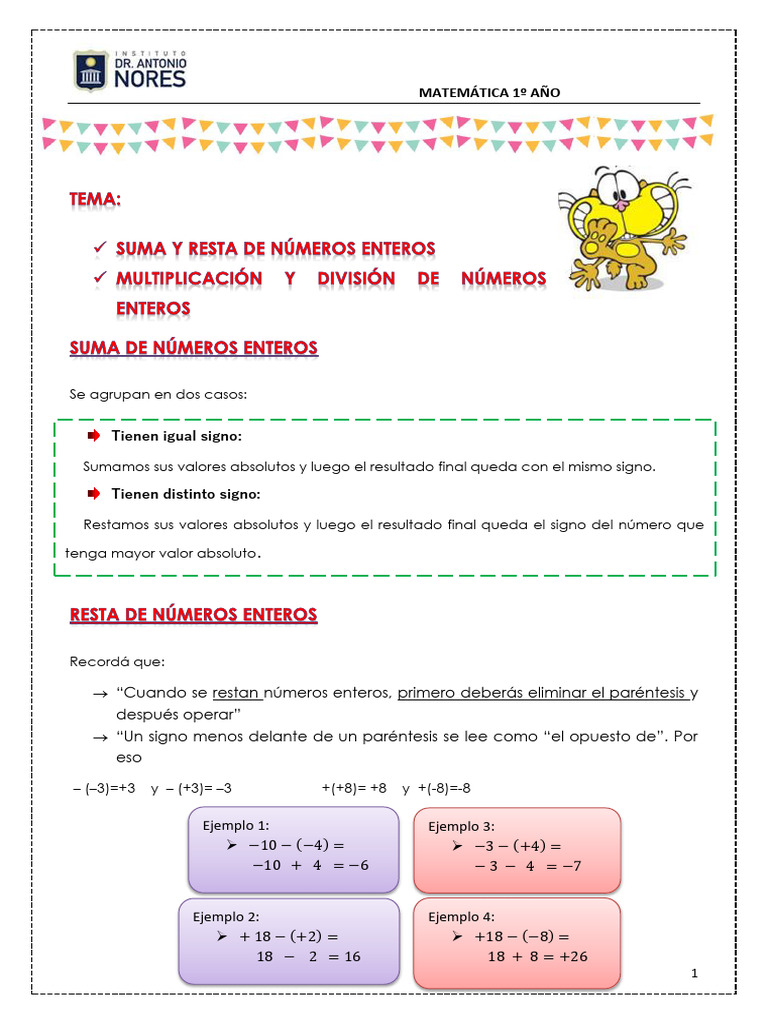 Operaciones Con Nùmeros Enteros | PDF | Entero | Álgebra abstracta