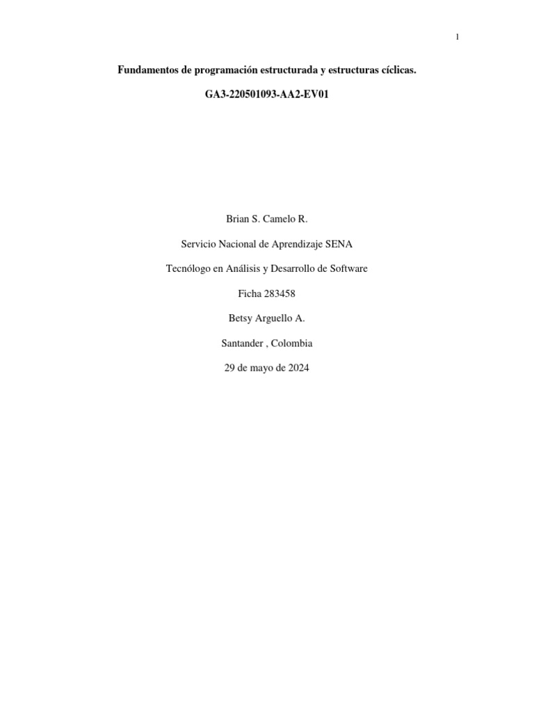 Fundamentos De Programación Estructurada Y Estructuras Cíclicas Pdf Algoritmos