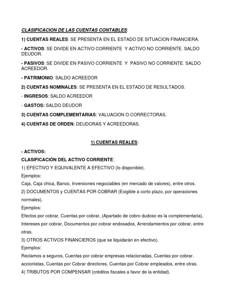 Clasificacion de Las Cuentas Contables | PDF | Contabilidad | Activo fijo