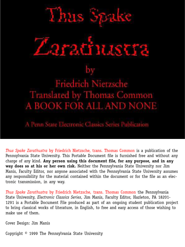 Thus Spake Zarathustra | PDF | Thus Spoke Zarathustra