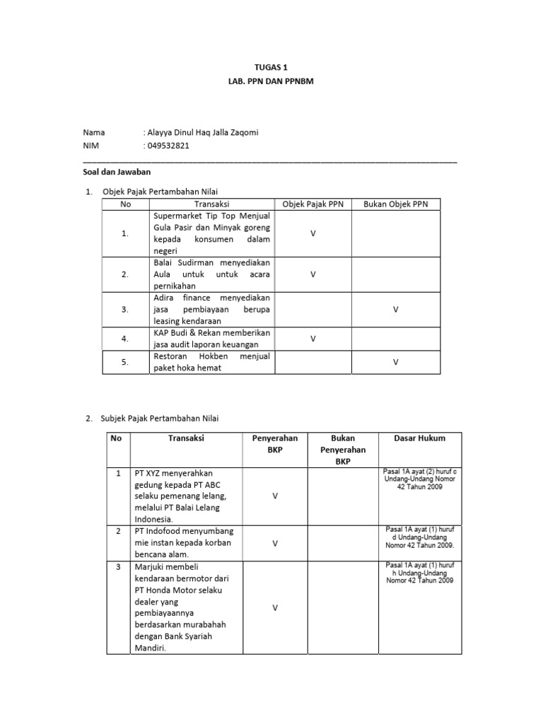 Tugas 1 - Lab PPN Dan PPNBM Ut | PDF