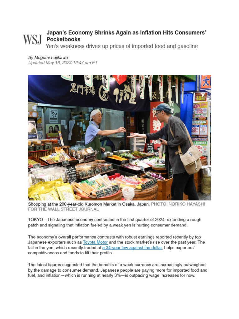 Japan's Economy Contracts Amid Inflation | PDF | Japan | Japanese Yen