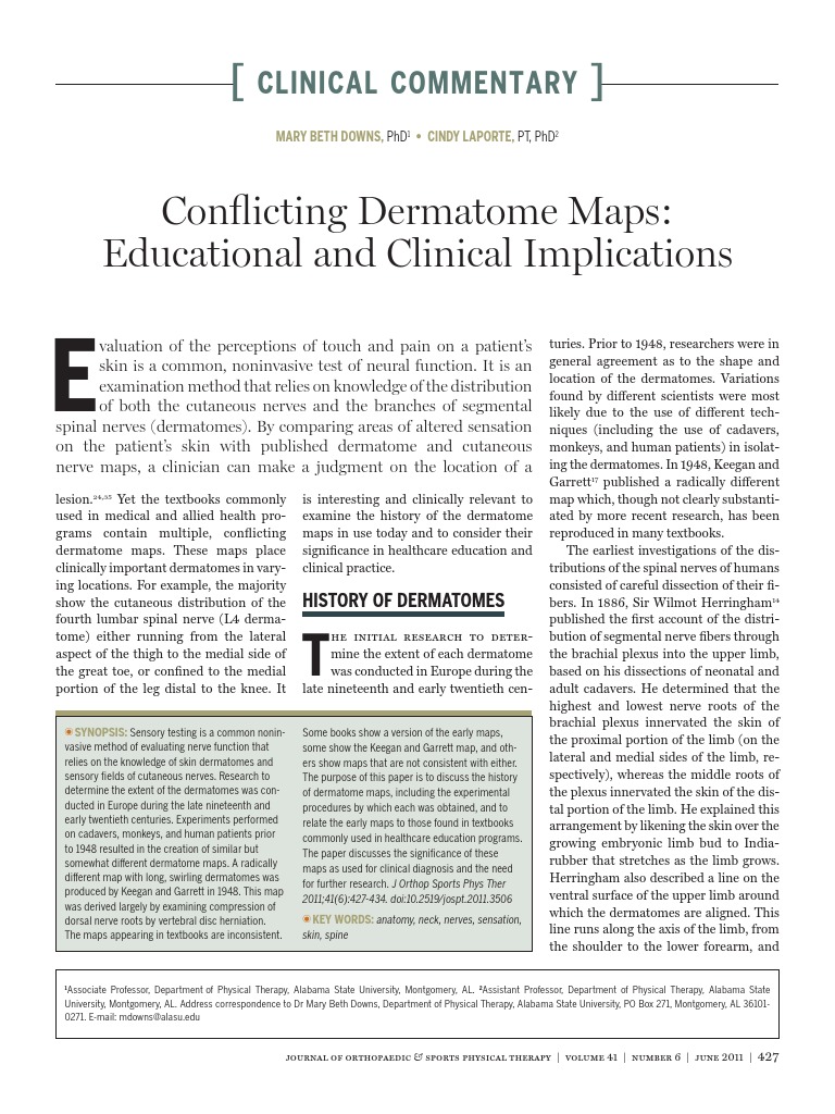 Conflicting Dermatome Maps in Practice | PDF | Physical Therapy ...