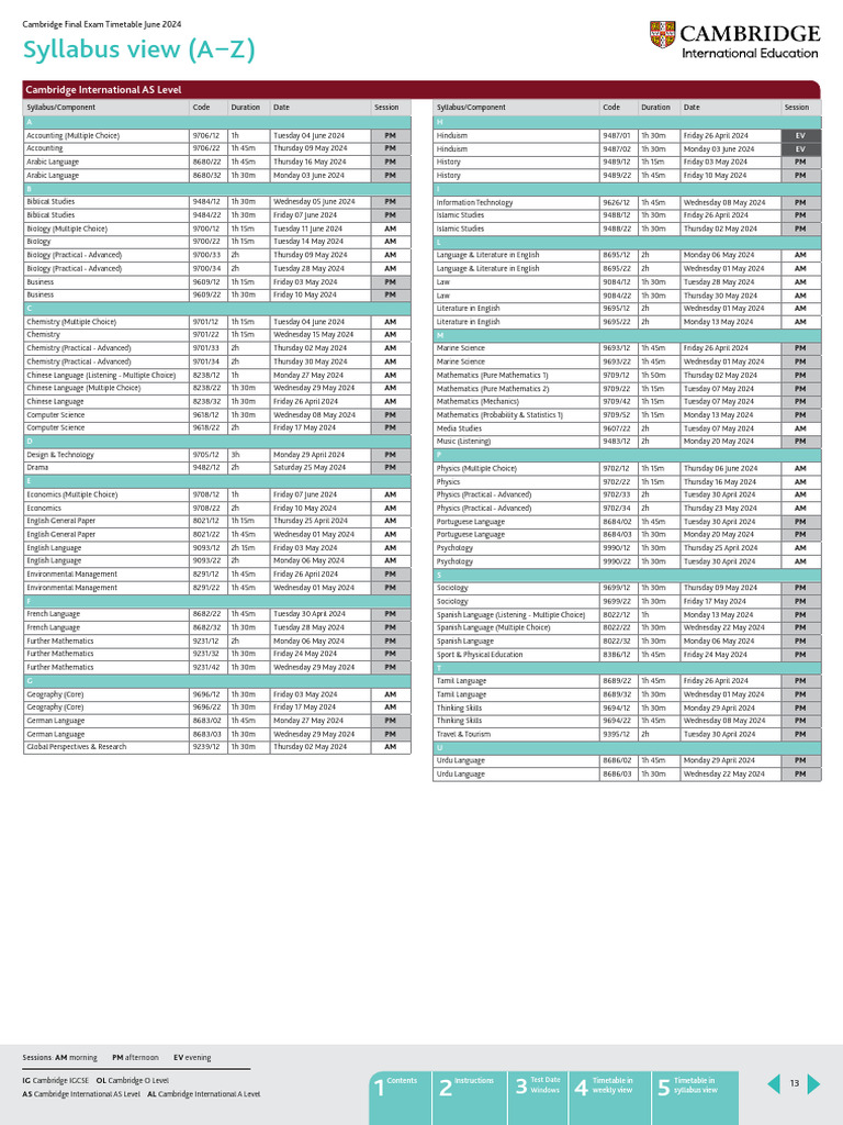 Cambridge Zone 4 Timetable 2024 | PDF | Science