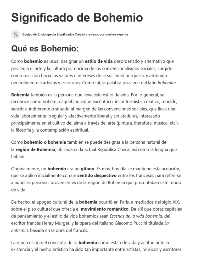 Estilo de Vida Bohemio: Origen y Evolución | PDF | Clásicos