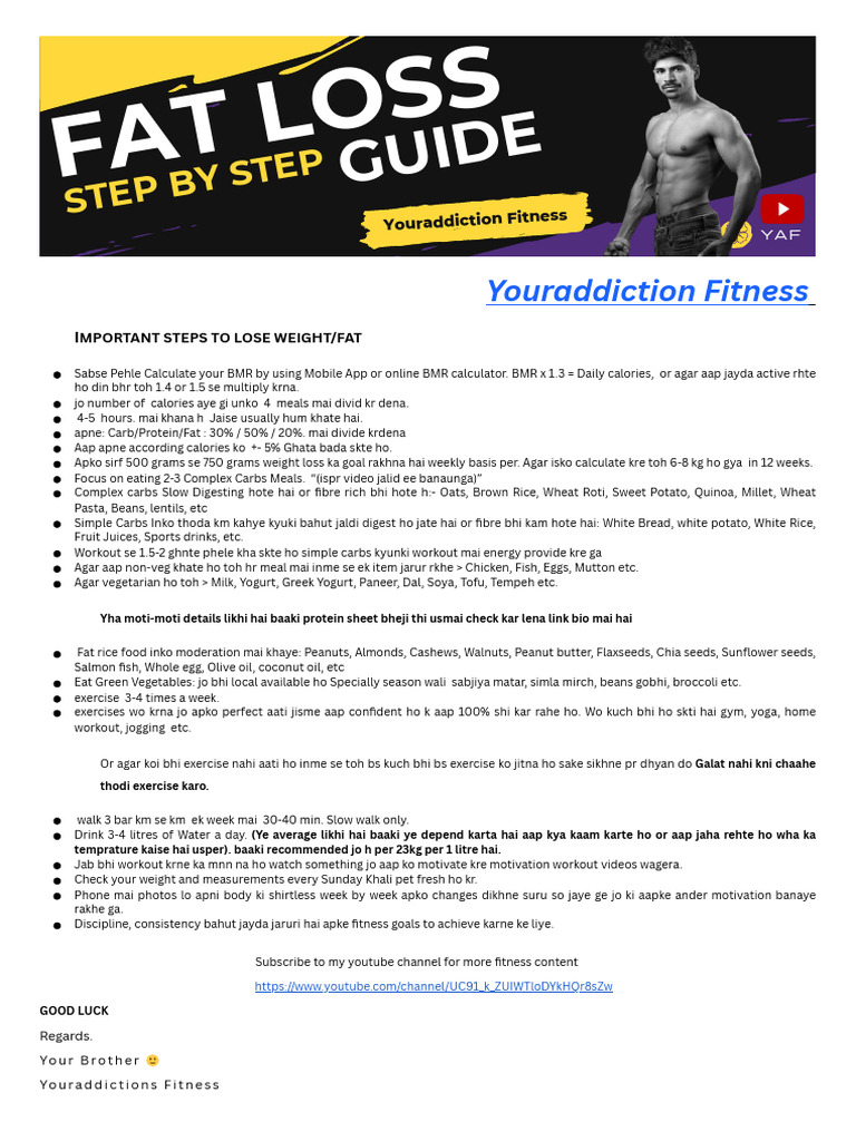 Step by Step Fatloss Guide | PDF | Carbohydrates | Foods