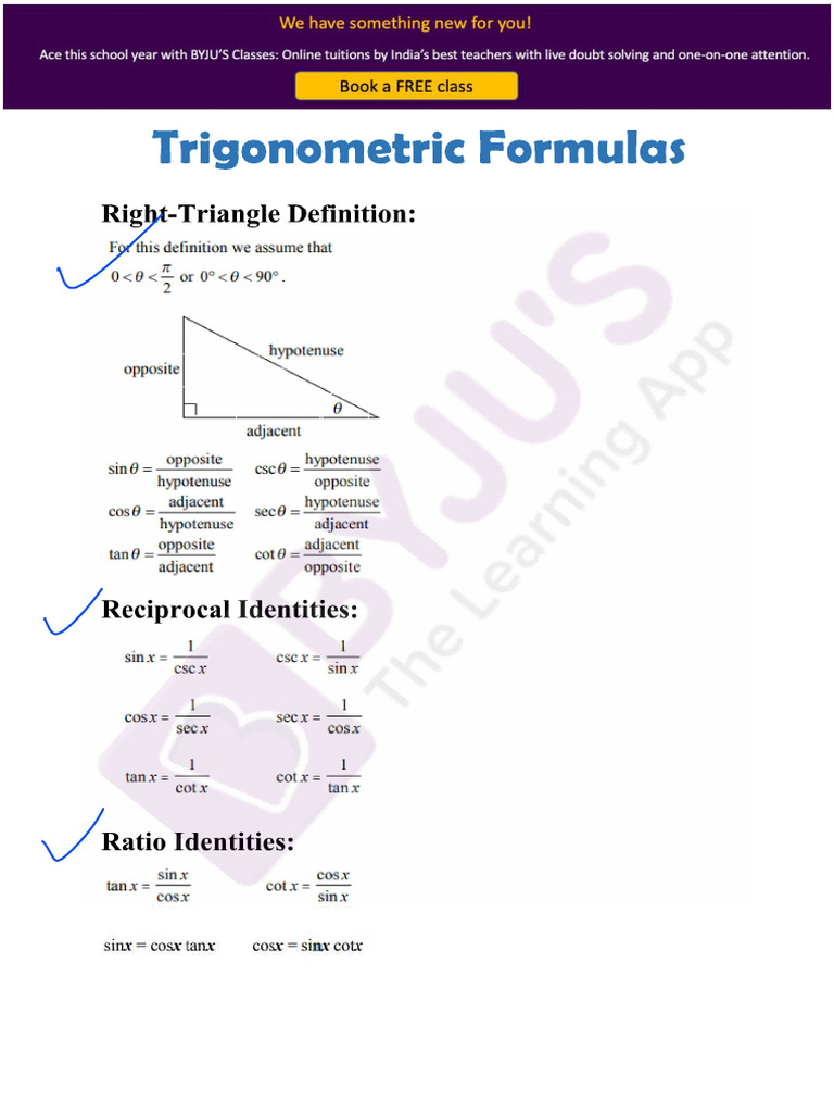 0trigonometric Formulaes Aryan | PDF