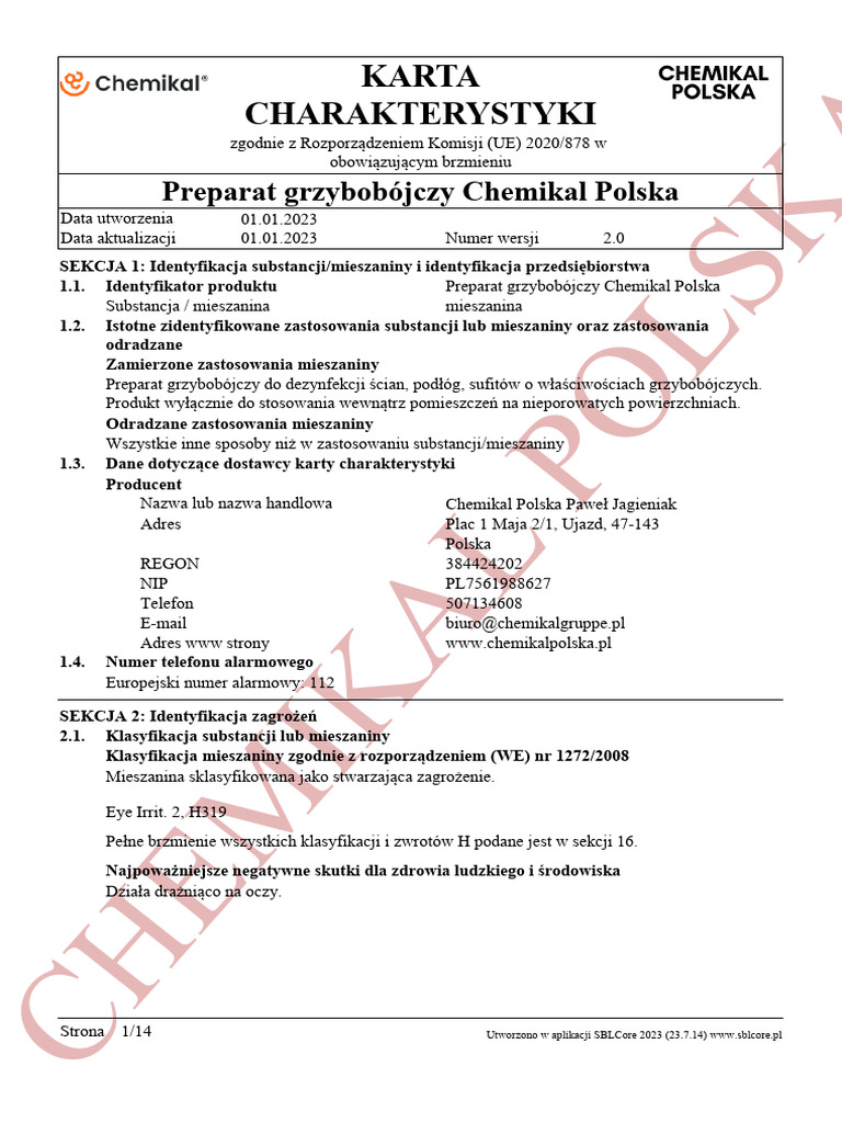KCH Preparat Grzybobojczy Chemikal Polska | PDF