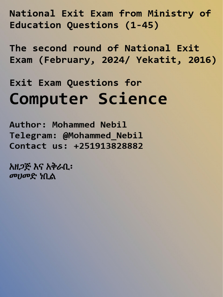 The Second Round of National Exit Exam Questions (1-45) | PDF ...