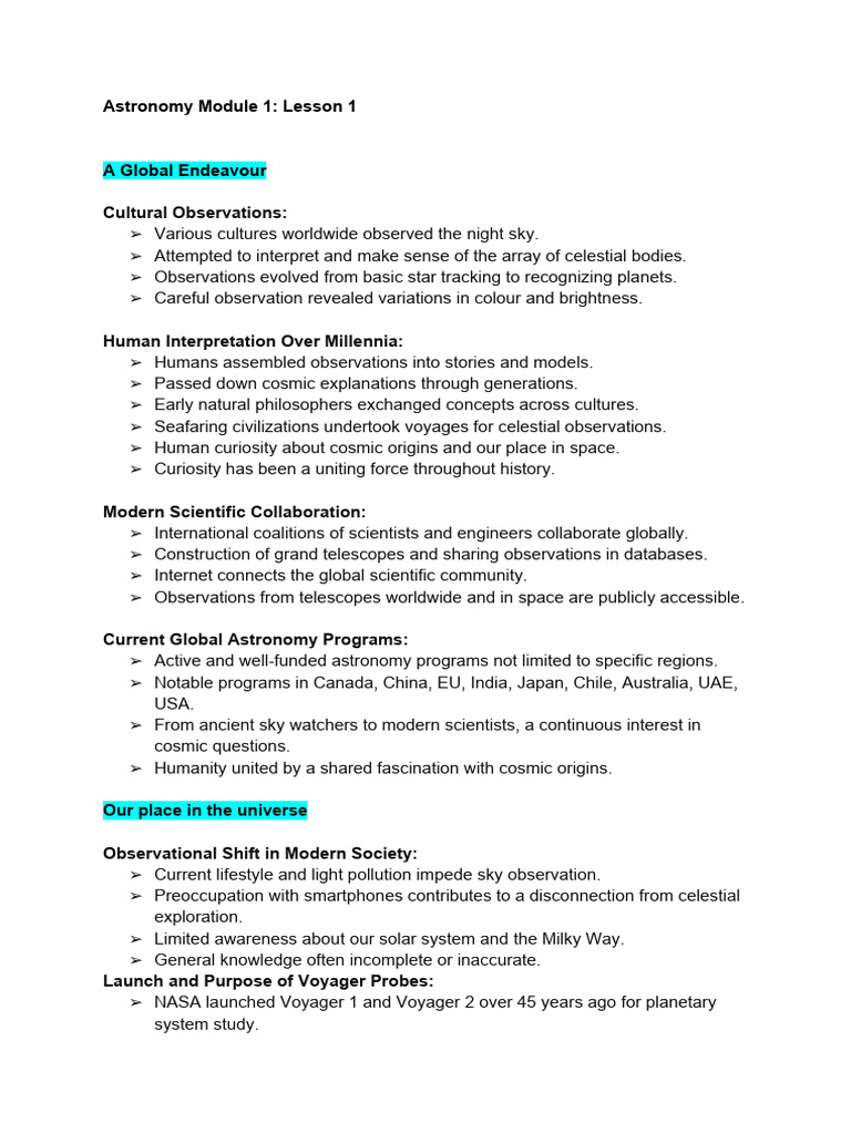 Astronomy Module 1 - Lesson 1 | PDF | Solar System | Milky Way