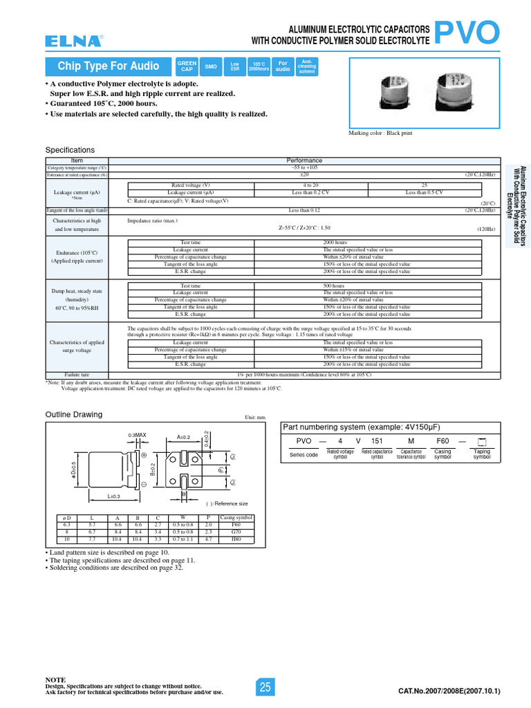 Elna (Polymer SMD) PVO Series | PDF | Capacitor | Manufactured Goods