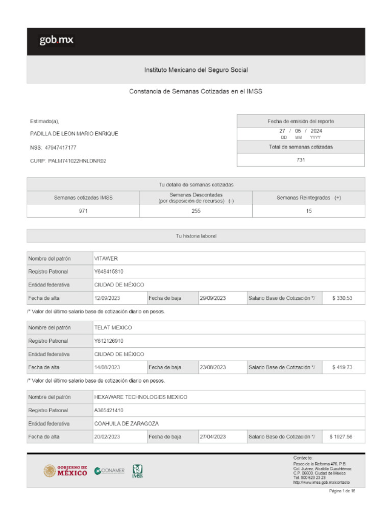 Constancia IMSS | PDF