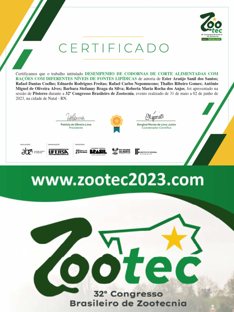 Zootec 2023 - Desempenho de Codornas de Corte Alimentadas Com Rações ...