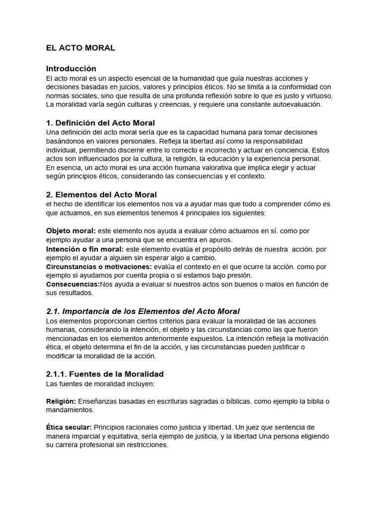 El Acto Moral | PDF | Moralidad | Las emociones