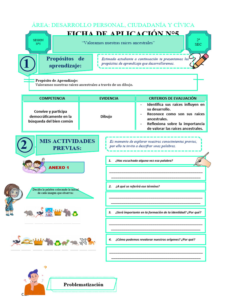 2° Ficha de Aplicación-Sesión5-Sem.3-Exp.1 - DPCC | PDF | Cognición
