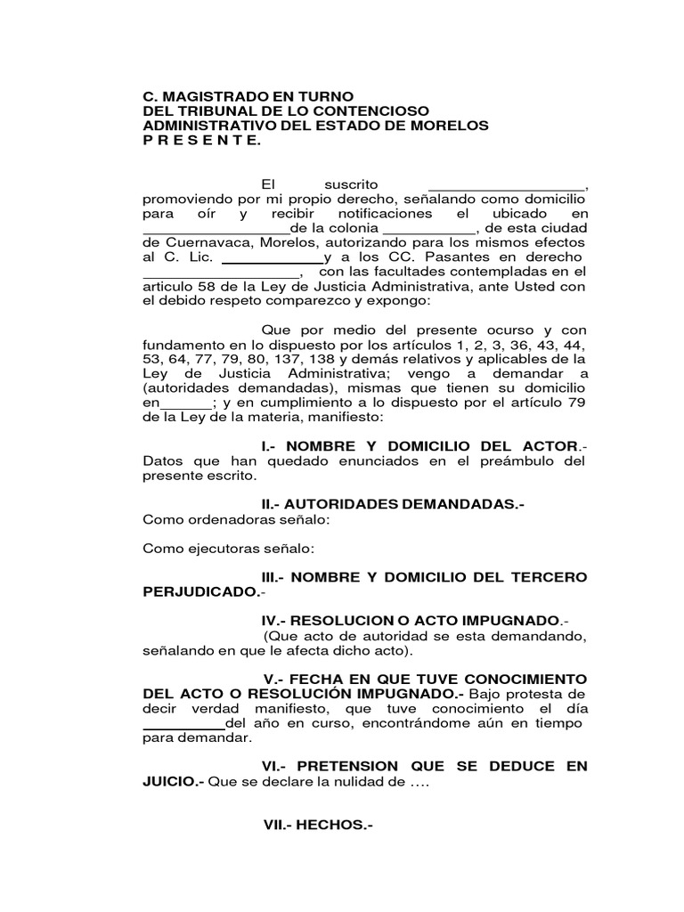 Formato de Demanda | Descargar gratis PDF | Demanda judicial | Sentencia (ley)