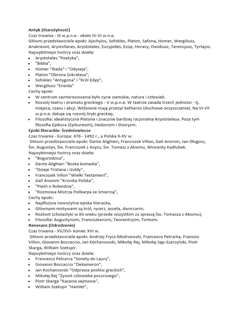 Epoki Literackie | PDF