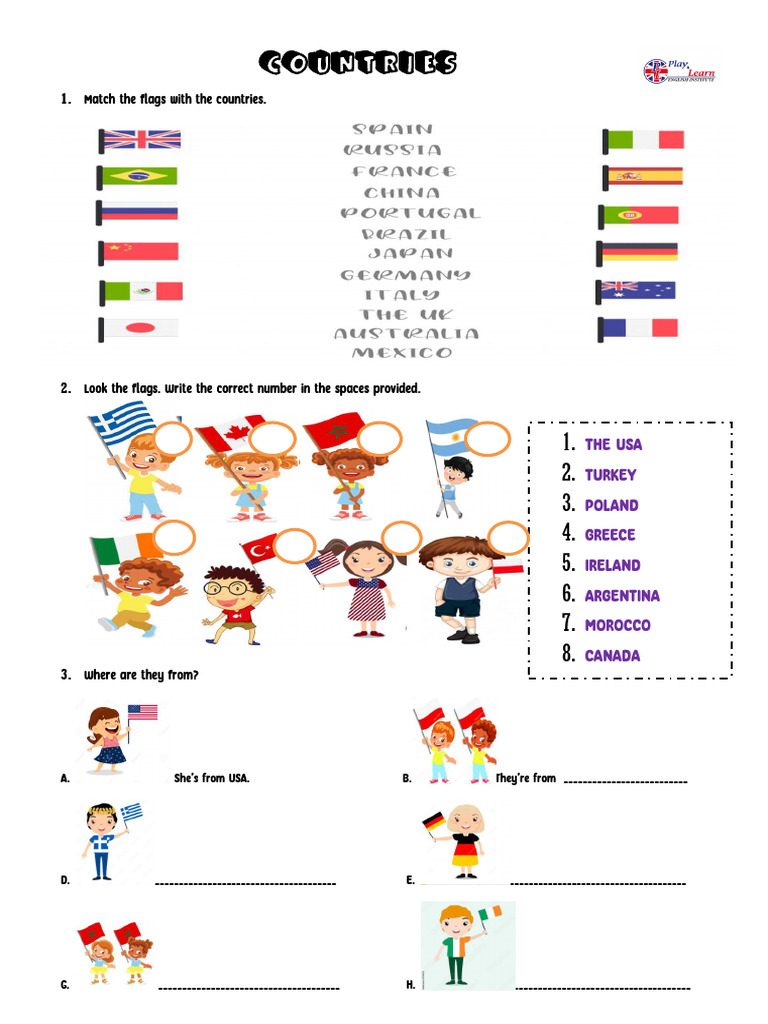 ACTIVITIES COUNTRIES - 1st Year Teens | PDF