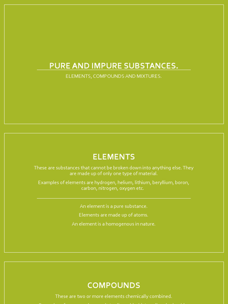 Pure and Impure Substances | PDF | Chemical Substances | Mixture