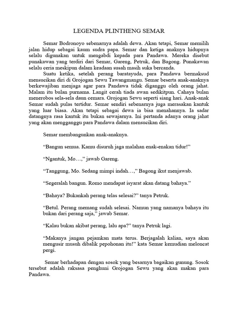 Legenda Plintheng Semar | PDF