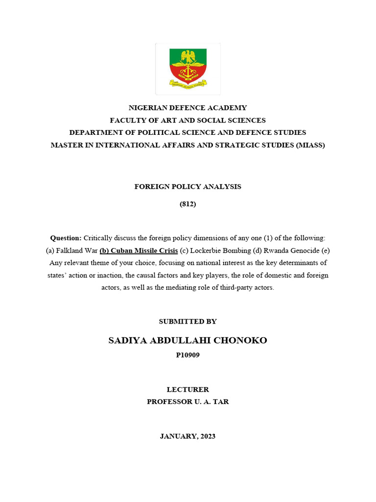 FP Cuban Missile Crisis Assignment | PDF | Cuban Missile Crisis | Fidel Castro