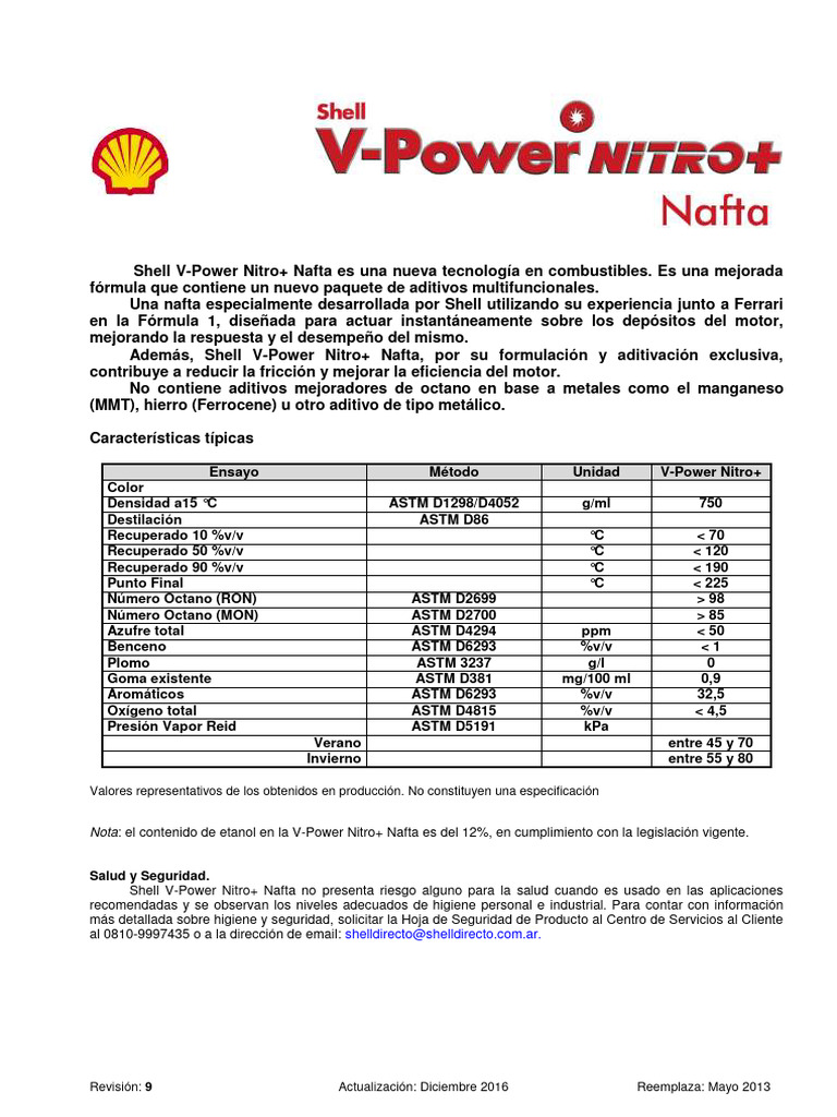 Shell Vpower Nitro Nafta | PDF | Gasolina | Materiales