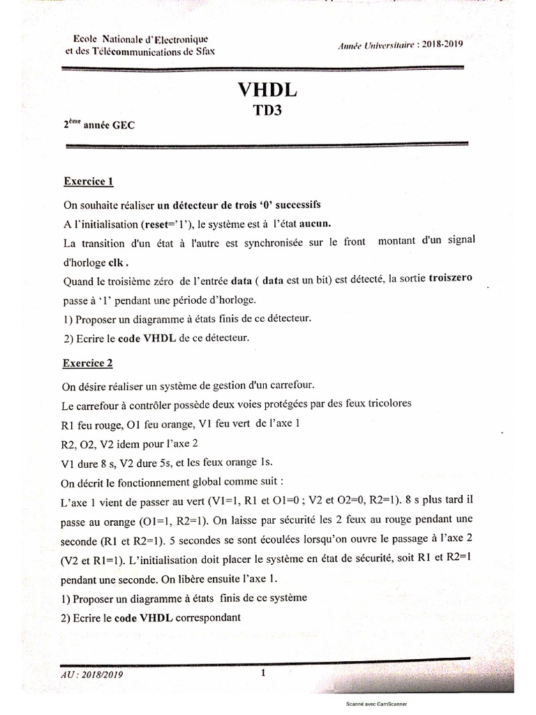 td3 Énoncé VHDL | PDF