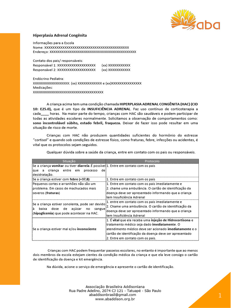 Aba Carta Escola Hac | PDF | Hipoglicemia | Remédio
