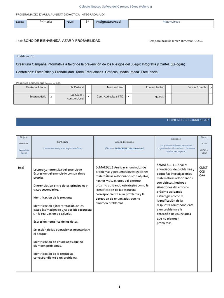 UDI 6 Bono de Bienvenida | PDF | Evaluación | Aprendizaje