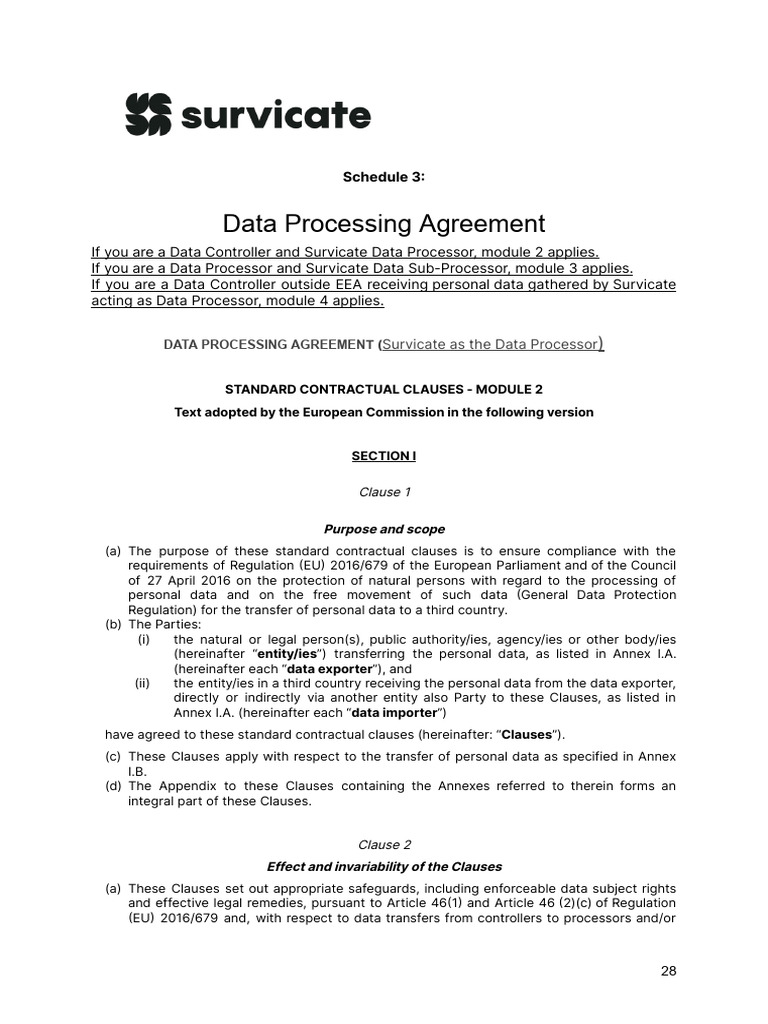 Data Processing Agreement Survicate | PDF | European Union | Regulatory ...