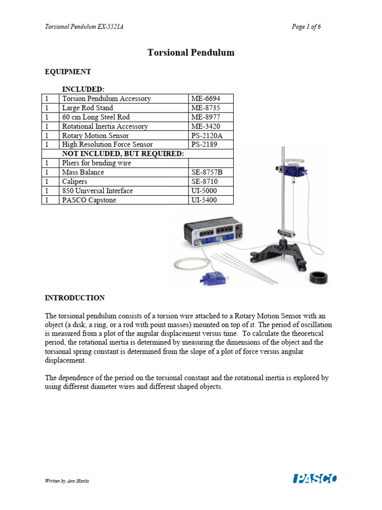 Torsional Pendulum Pdf Pendulum Rotation Around A Fixed Axis
