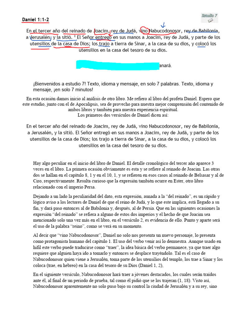 Dan 1 1 2 | PDF | Daniel (figura bíblica) | Nabucodonosor Ii