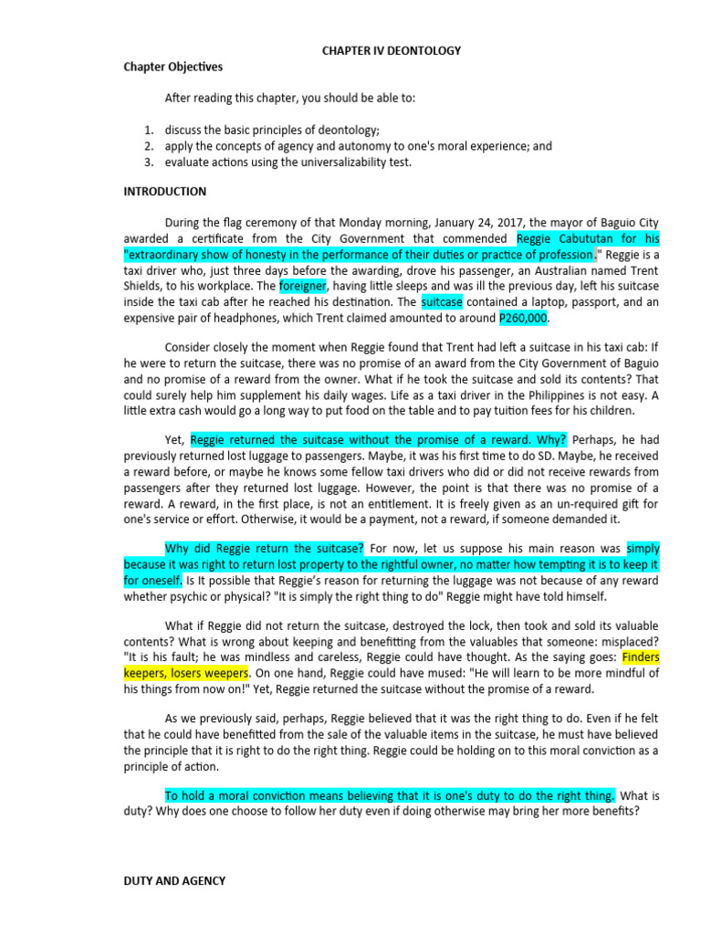 Chapter 4 Deontology | PDF | Rationality | Immanuel Kant