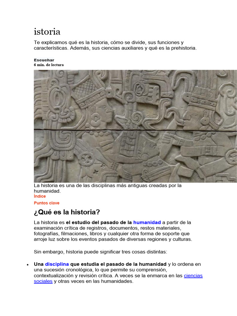 Qué es la historia: definición y funciones | PDF | Historiografía ...