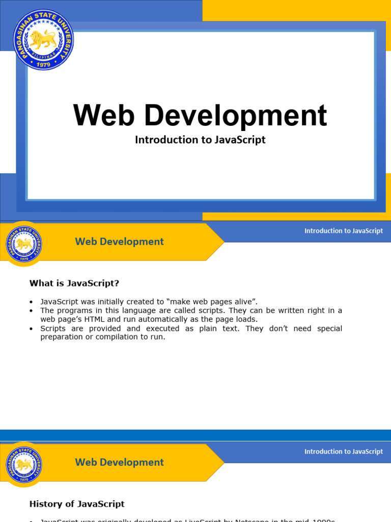 Webdev Intro To Js | PDF | Java Script | World Wide Web Webdev Intro To Js | PDF | Java Script | World Wide Web