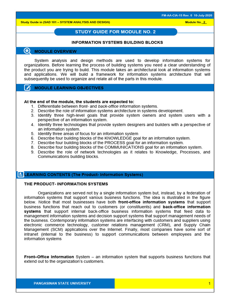 SAD101 - Study Guide - Module 2 | PDF | Business Process | Databases