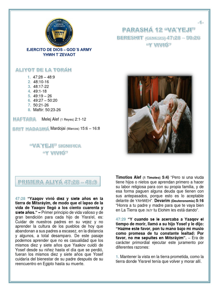 Parashá 12 Vayeji PDF | PDF | Contenido bíblico | Creencia religiosa y doctrina