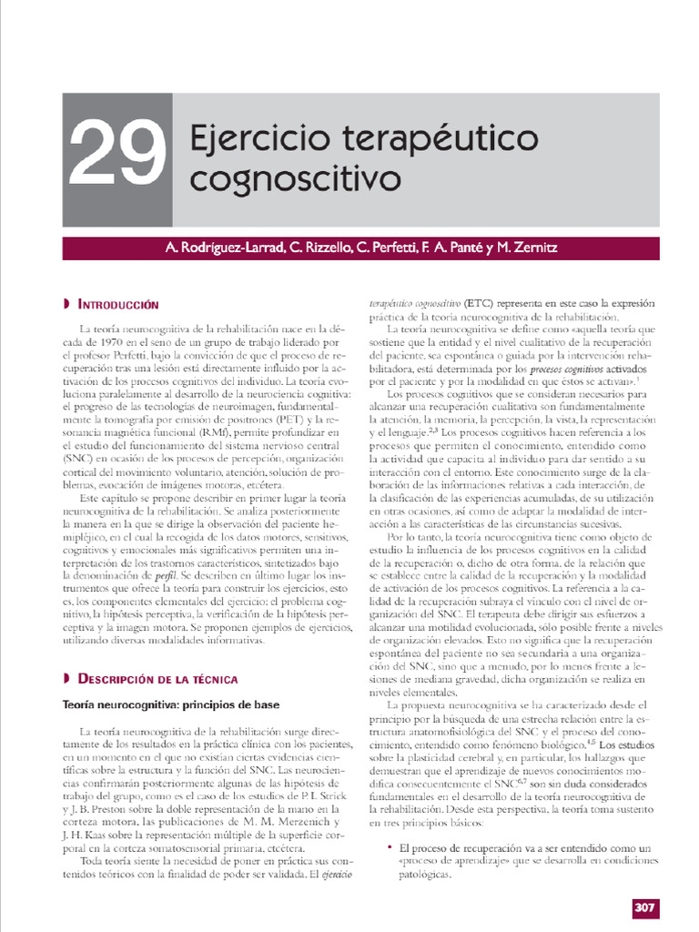 Capítulo 29 Ejercicio Terapéutico Cognoscitivo (Método Perfetti) | PDF