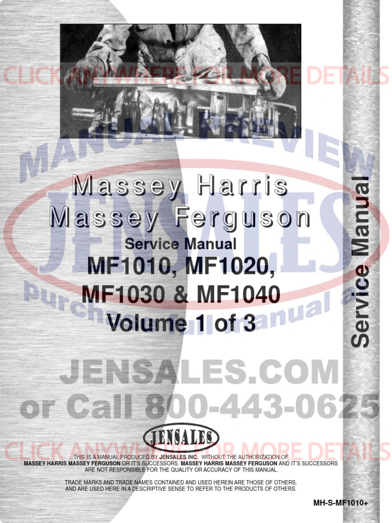 Massey Ferguson Tractor Service Manual MH S Mf1010 | PDF | Axle | Clutch