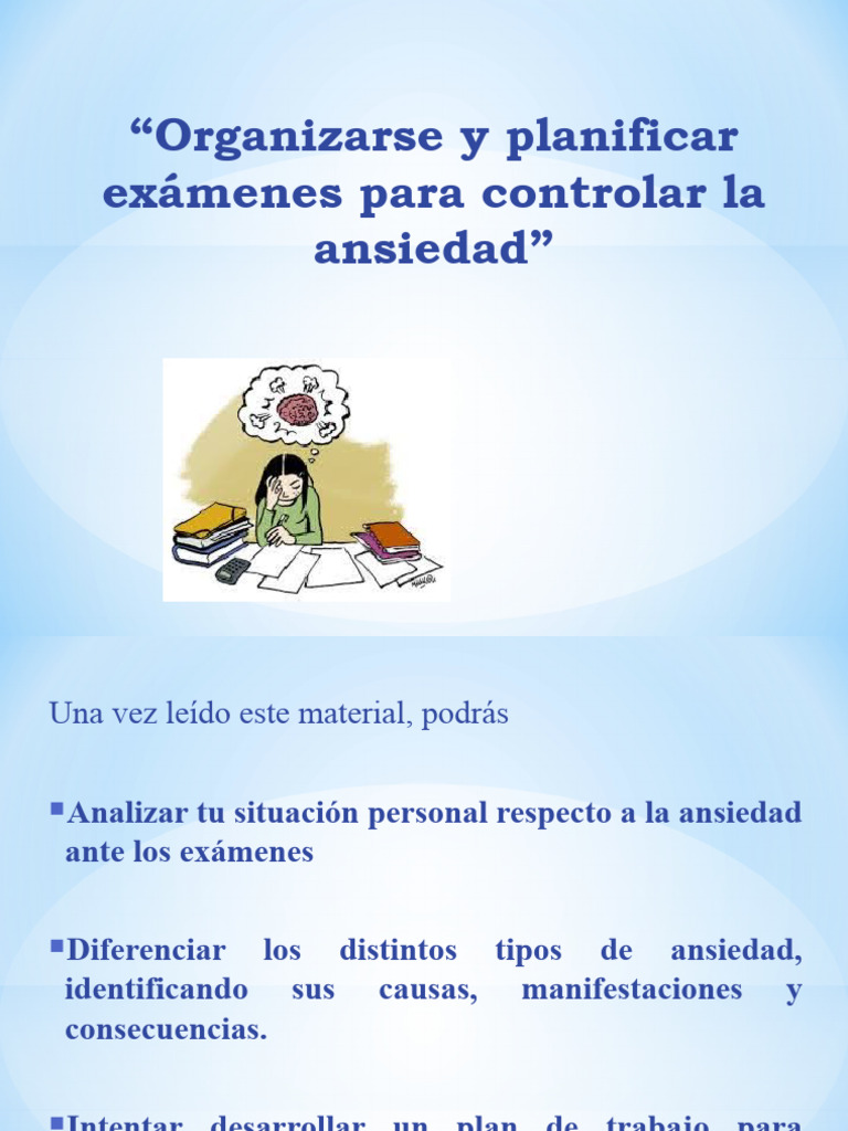 Ansiedad Frente A Examenes | Descargar gratis PDF | Ansiedad | Ataque ...