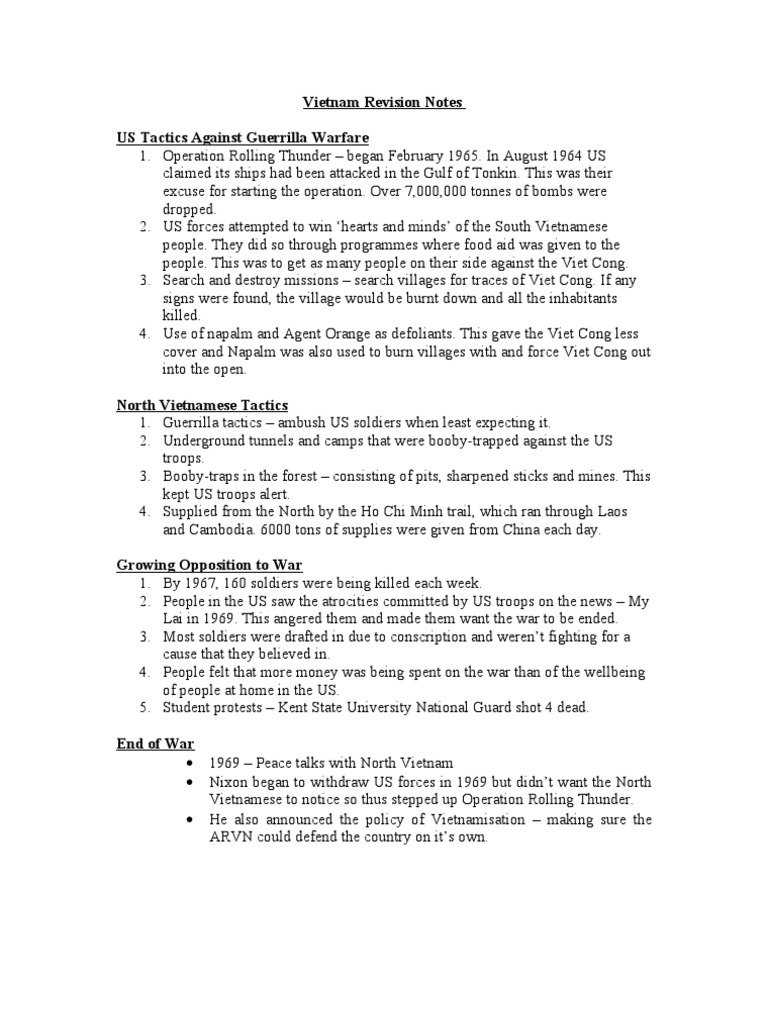 Vietnam War US Tactics & Opposition | PDF
