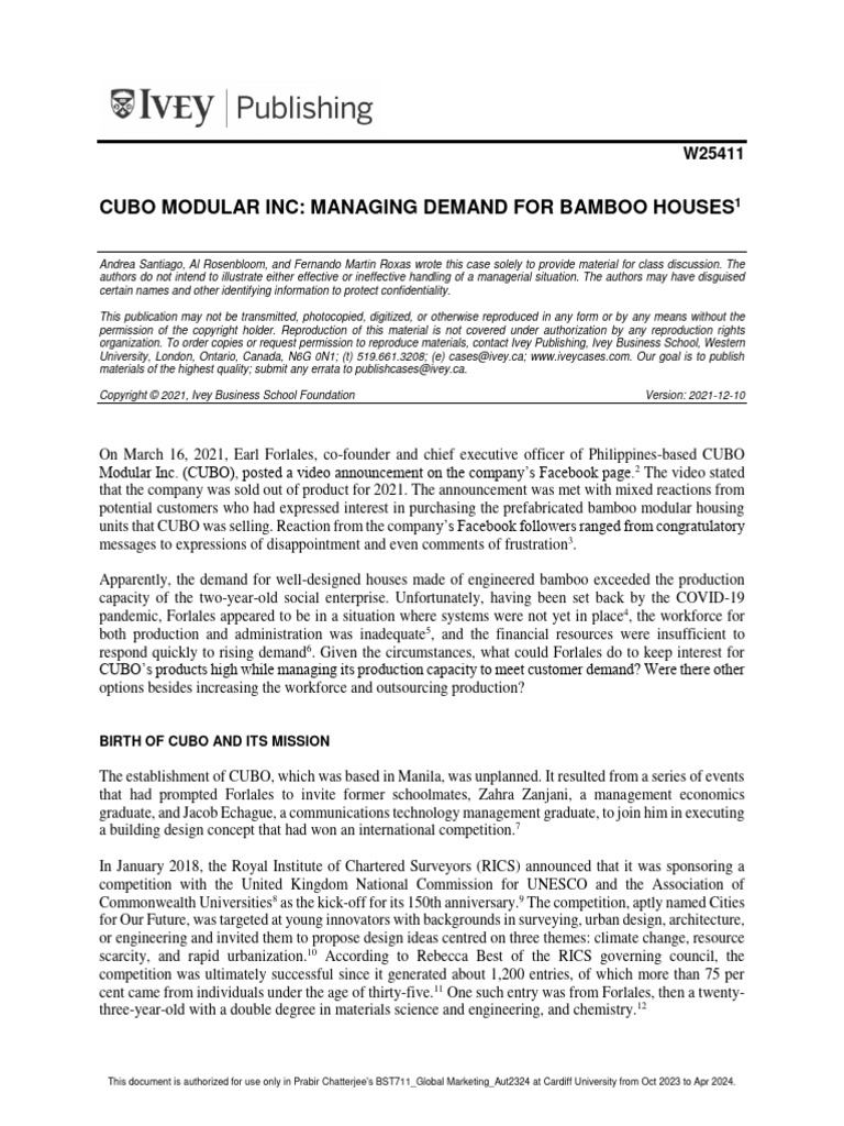 Cubo Modular Managing Demand For Bamboo Houses | PDF | Facebook