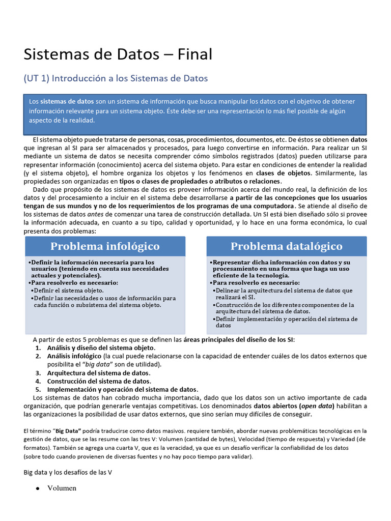 Resumen Sistemas de Datos | PDF | Bases de datos | Objeto (informática)