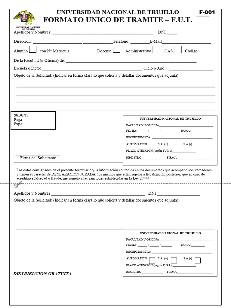 F-001 Fut - Unt-Formato | PDF | Gobierno y personalidad